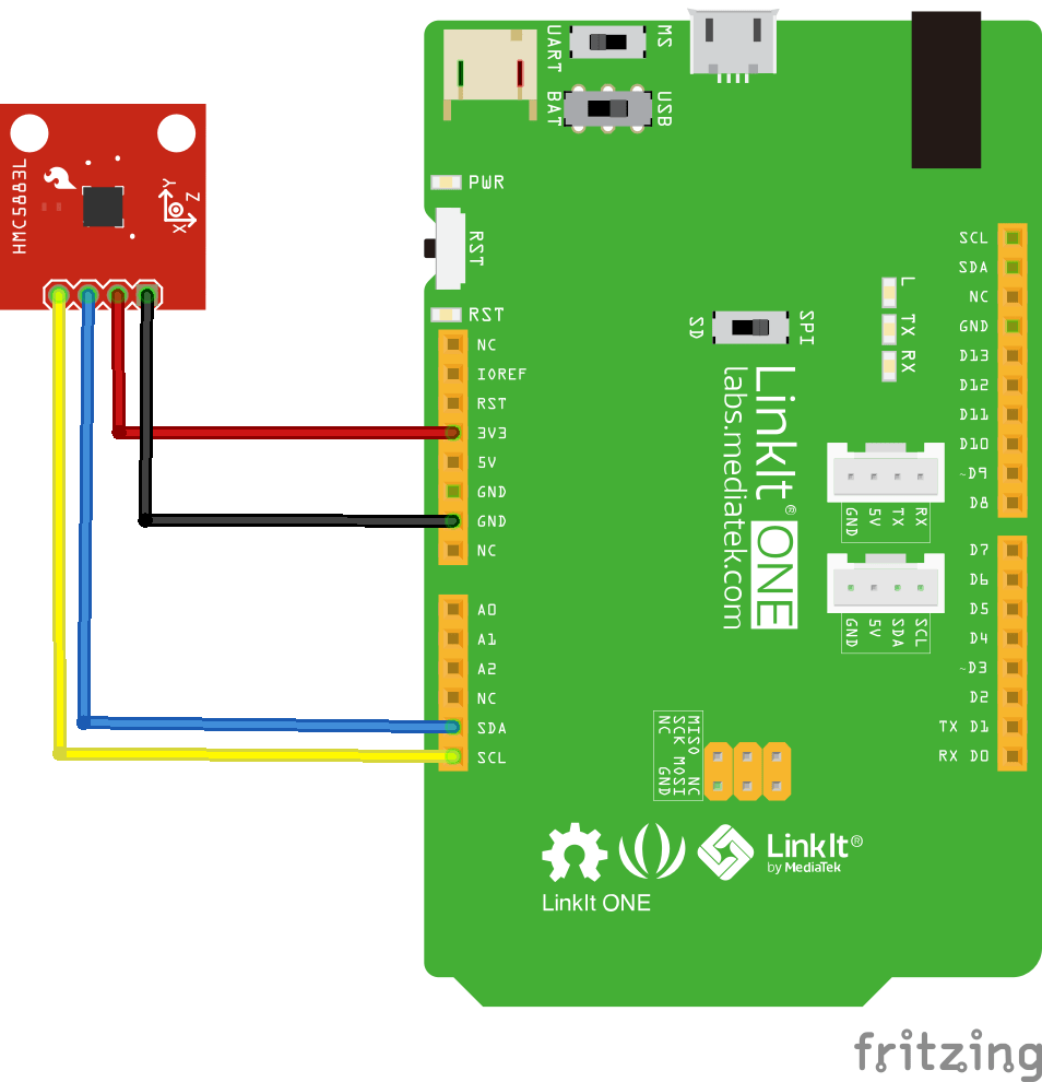 Linkit One and HMC5883L example