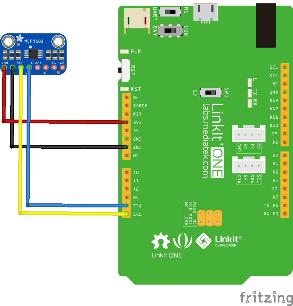 Linkit one and MCP9808 digital temperature sensor