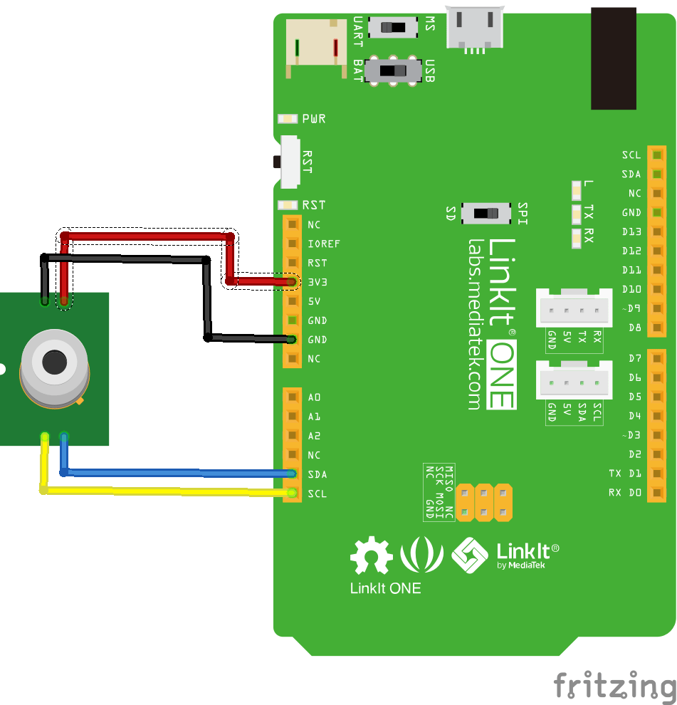 Linkit One and MLX90614 infrared thermometer